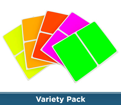Bright Neon Name Tag Stickers Pack (5 Fluorescent Colors)