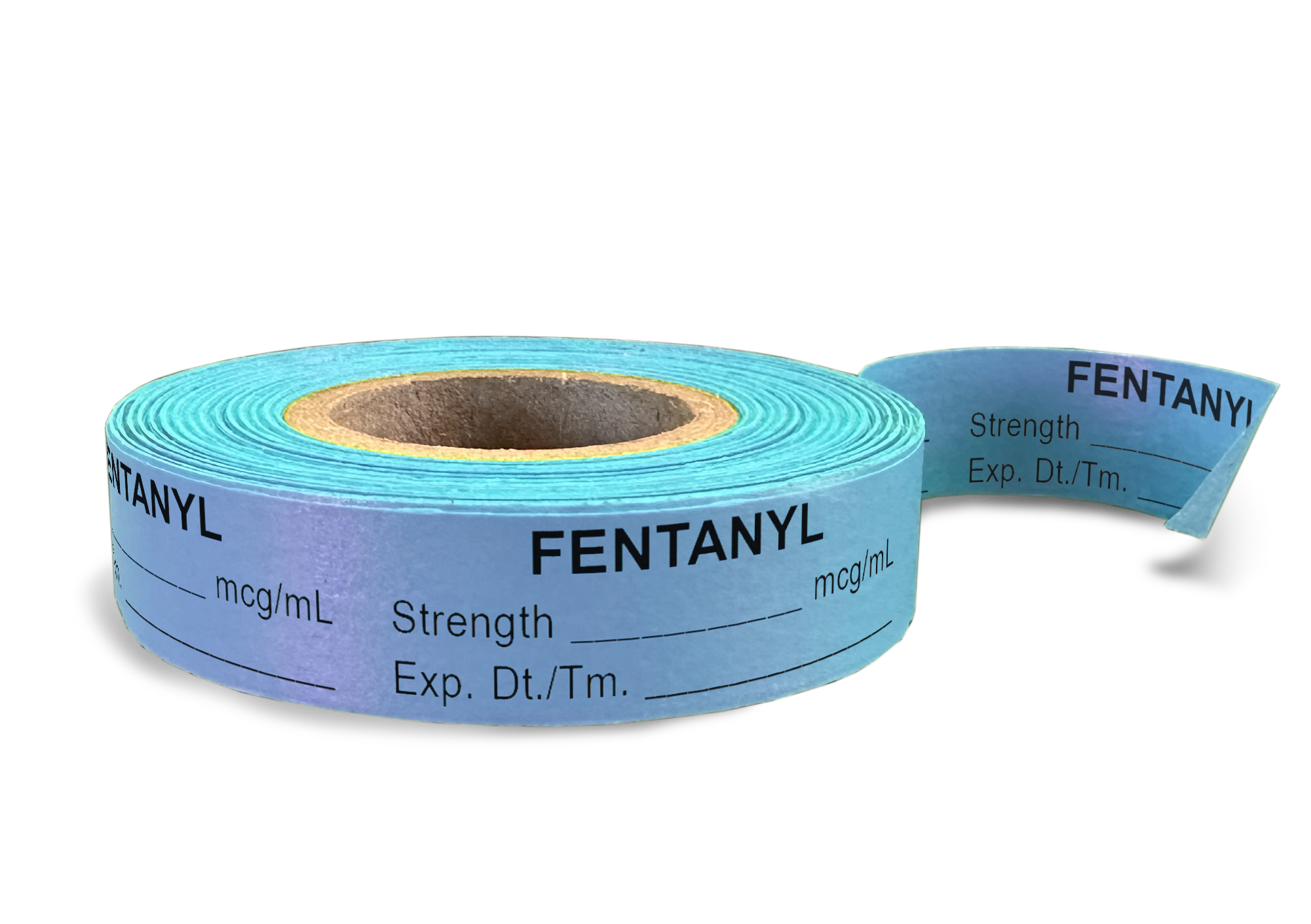 Fentanyl Labeling Tape for Anesthesia: mcg/mL Exp Date Time - Blue - 1