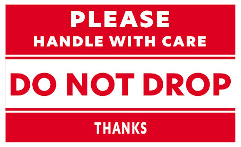3" x 5" Permanent Red Shipping & Handling Labels "Handl | ChromaLabel