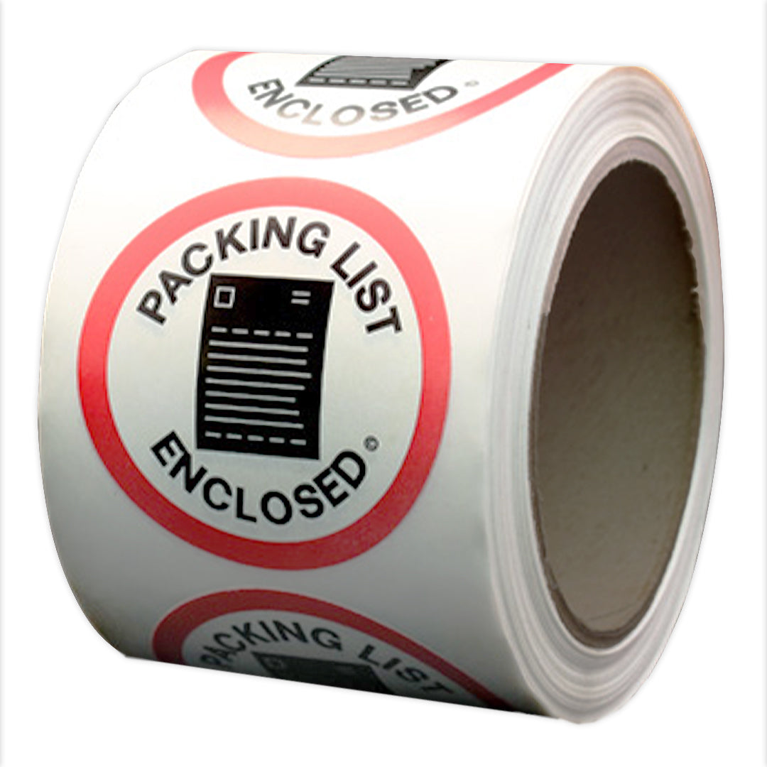 PACKING LIST ENCLOSED 2-1/2" Round Safe Handling Labels - 500/ROLL