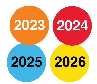 1" Permanent Color-Code Year Dot Stickers, Inventory & Warehouse - 500 ...