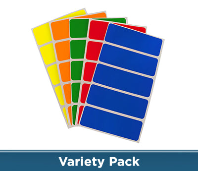 1" x 3" Rectangle Label Kit (5 Primary Colors) - 150 Labels per Pack