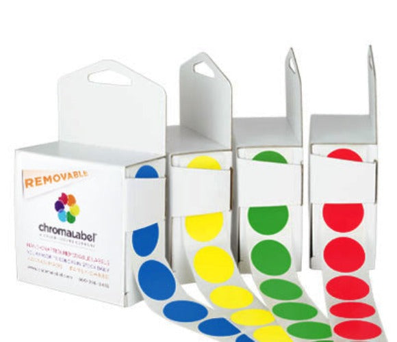 One Inch Diameter, Round Inventory Stickers | 38 Colors, Perm Adhesive