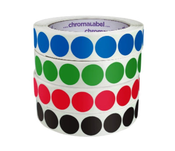 3/4 Inch Color-Code Dot Stickers - 1,000 per Roll, Permanent Adhesive