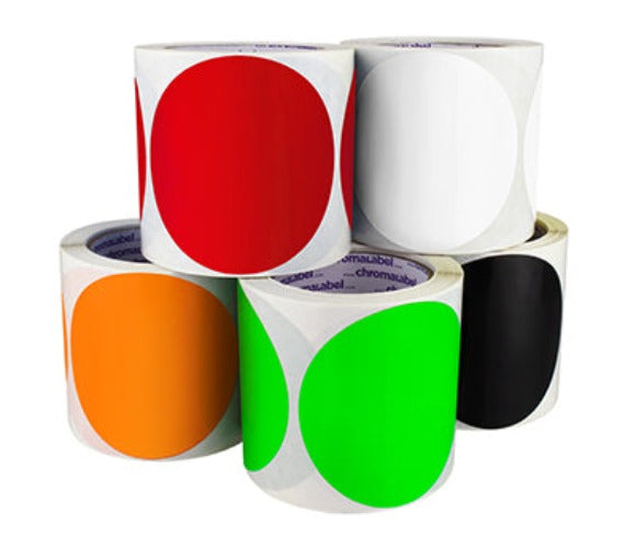 4" Color-Code Sticker Labels, 250/Roll | Perm. Adhesive