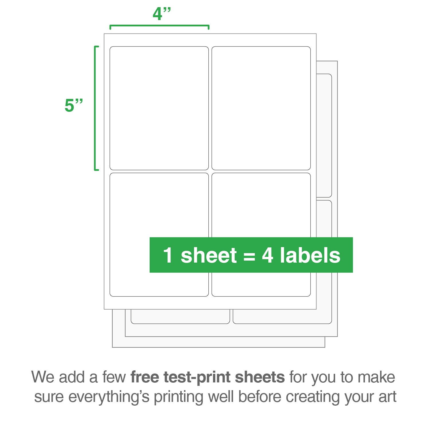 4" x 5" White Laser/Inkjet Printable Labels - 100/Pack