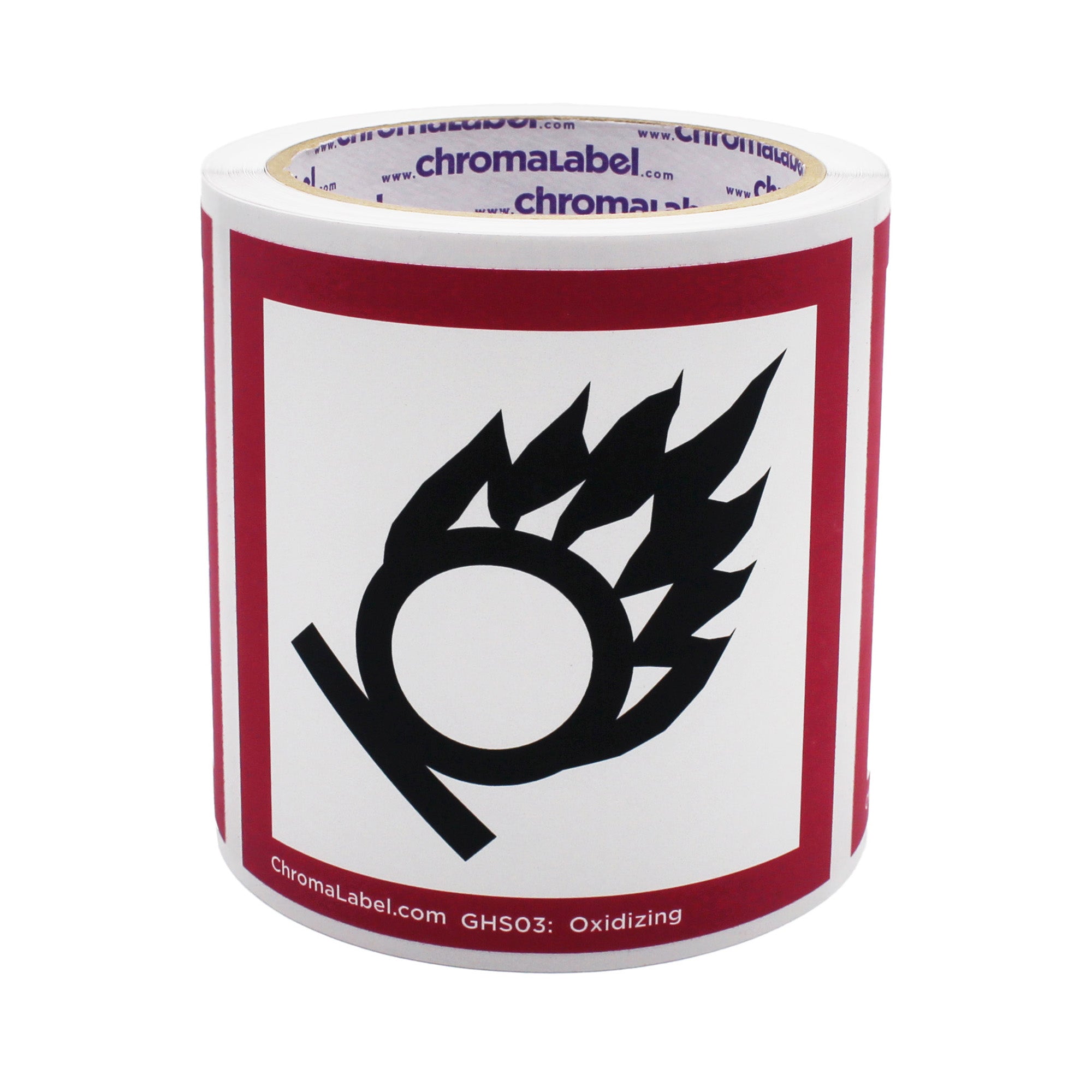 4" x 4" Permanent Durable Square D.O.T. Hazard Labels, GHS03: Oxidizin