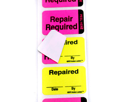 Repair Required Repaired Double Layered Action™ Labels | 250 per box