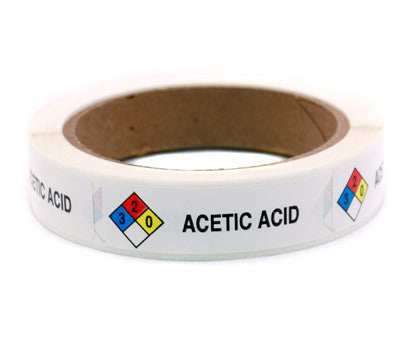 ACETIC ACID HMIG Label | 3/4 x 2-1/2" | Removable Adhesive