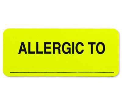 Write-On ALLERGIC TO Labels (Bright Neon) - 250 per Dispenser Box